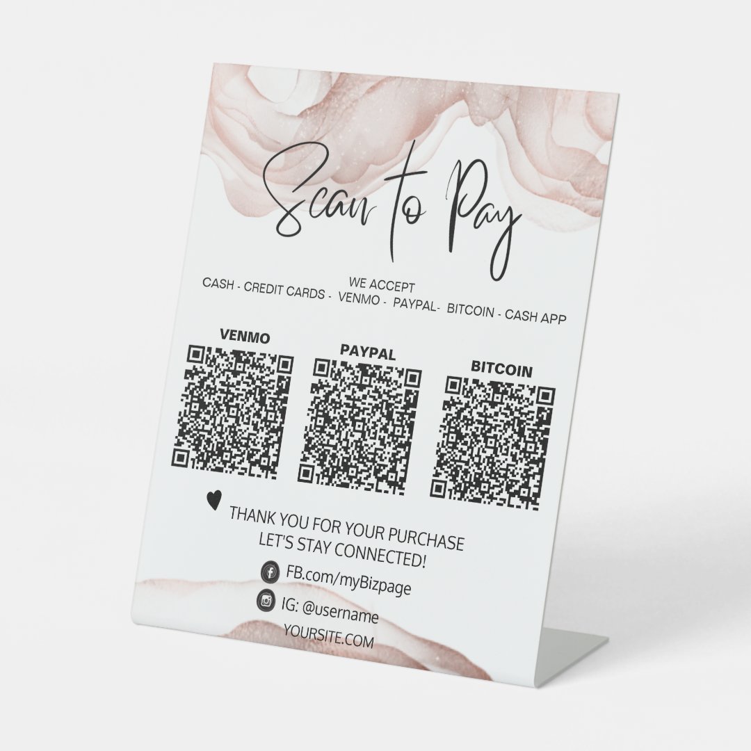 Tabletop QR PAYMENT Table Tent . Pedestal Sign | Zazzle