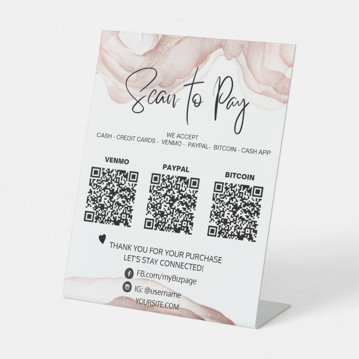 Tabletop QR PAYMENT Table Tent . Pedestal Sign | Zazzle