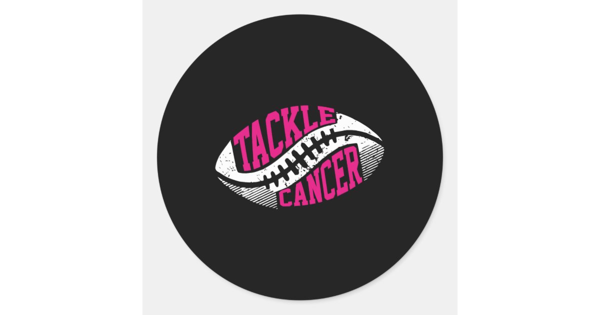 Tackle Football Ball Pink Ribbon Breast Cancer Awa Classic Round ...