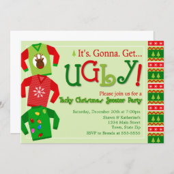 Tacky Christmas Sweater Party Invitation | Zazzle