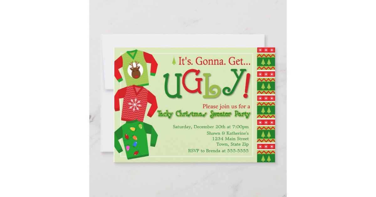 Tacky Christmas Sweater Party Invitation | Zazzle