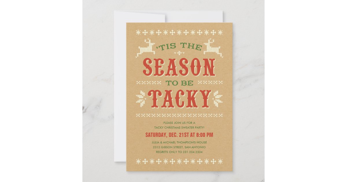 Tacky Christmas Sweater Party Invitations | Zazzle