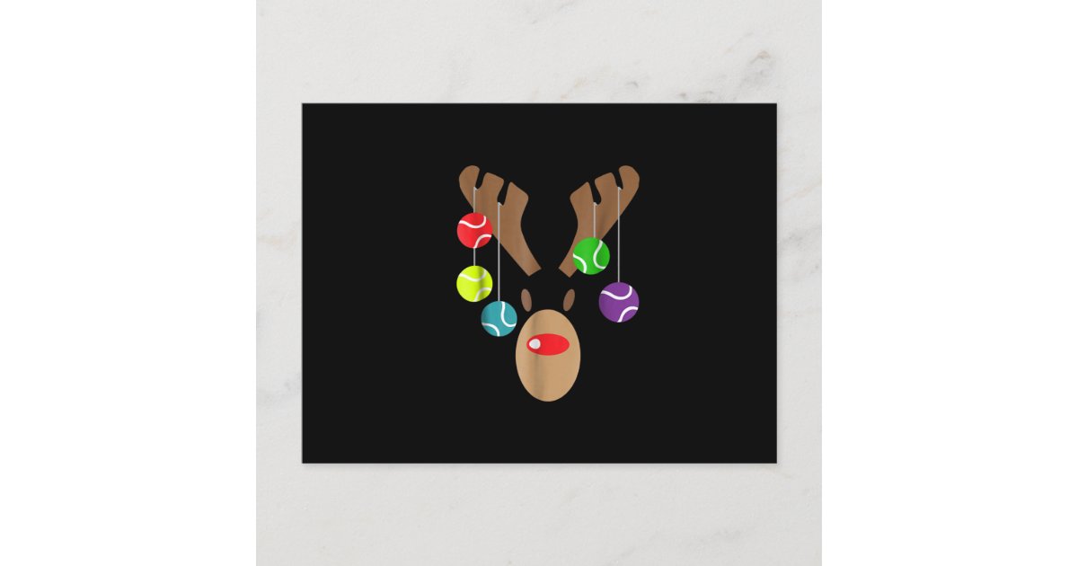 Tacky Christmas Tennis Reindeer With Tennis Ball Invitation Postcard ...
