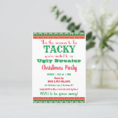 Tacky Ugly Sweater Christmas Party Invitation Postcard | Zazzle