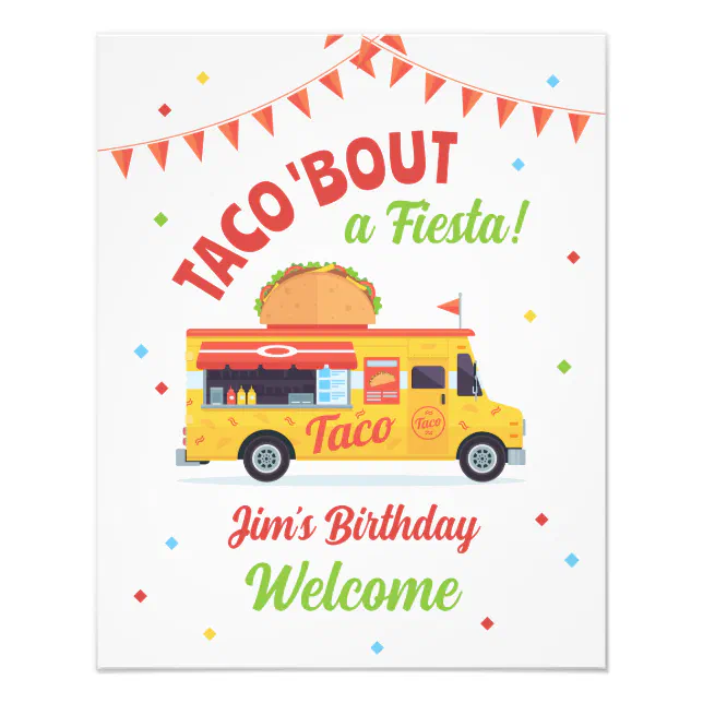 Taco About a Fiesta Birthday Party Welcome Sign | Zazzle