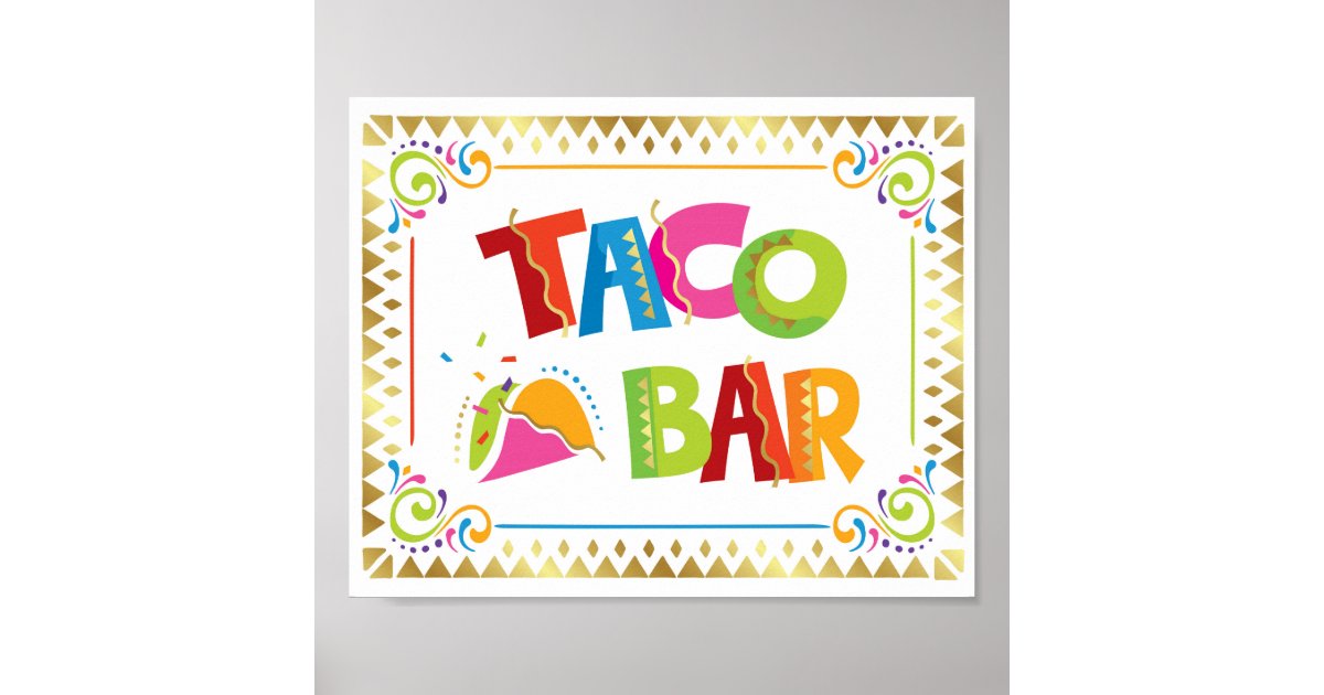 TACO BAR Fiesta Party Sign Print | Zazzle