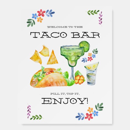 Taco Bar Menu Sign | Taco Party | Zazzle