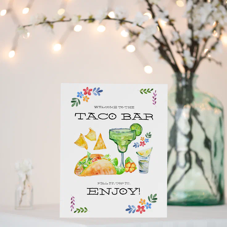 Taco Bar Menu Sign | Taco Party | Zazzle