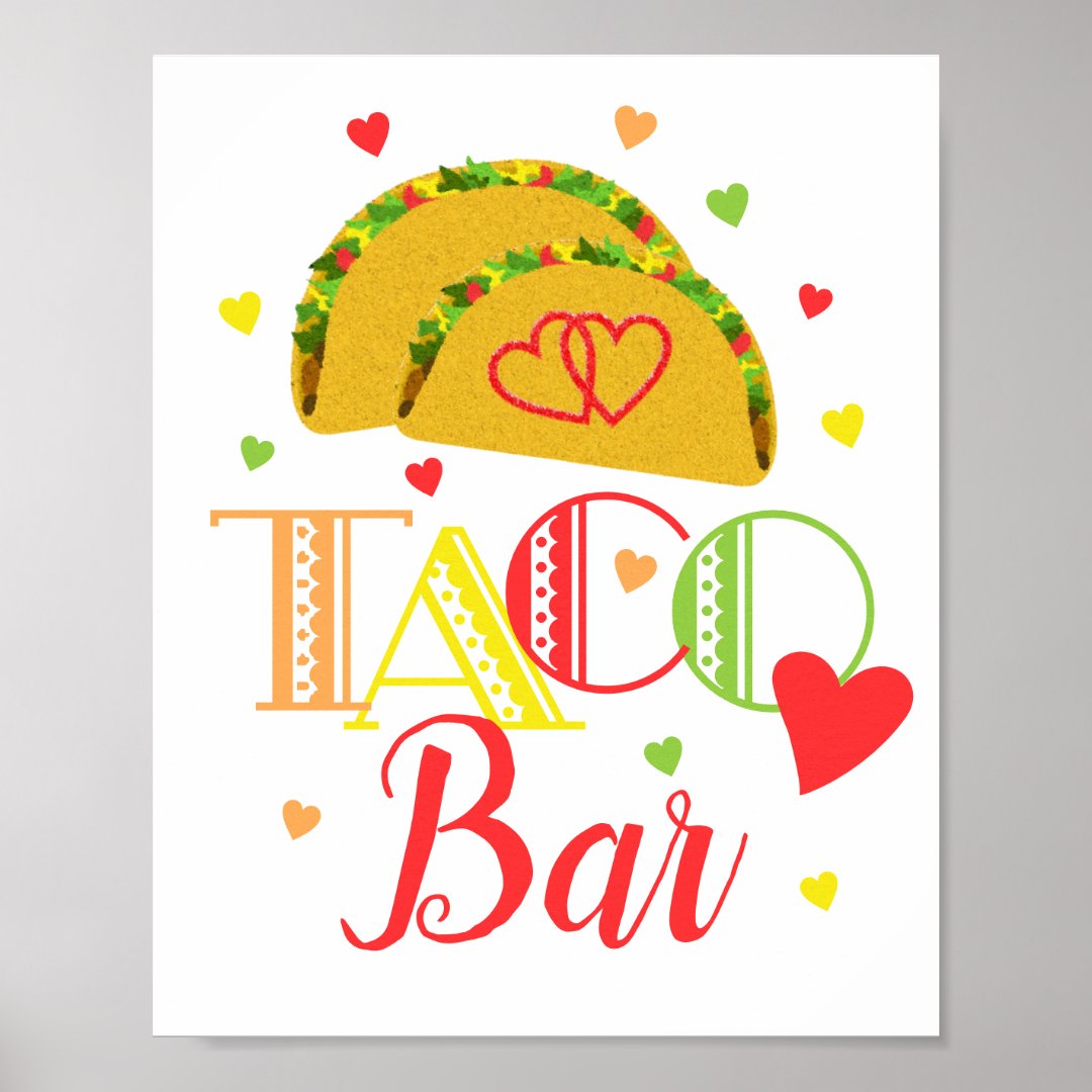 Taco Bar Mexican Fiesta Engagement Shower Party Poster | Zazzle