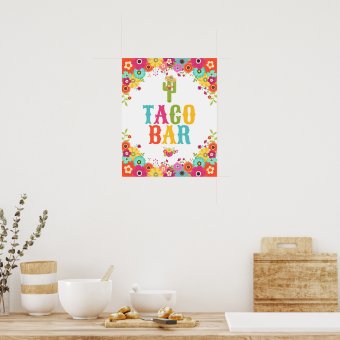 Taco Bar Poster- Fiesta Party Table Sign | Zazzle