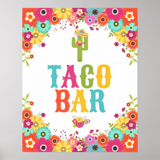 Taco Bar Poster- Fiesta Party Table Sign | Zazzle.com