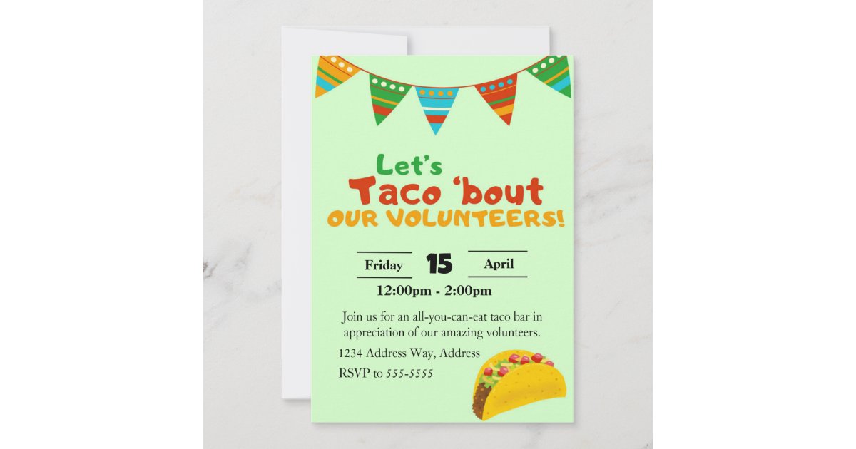 Taco Bar Volunteer Appreciation Lunch Invitation | Zazzle