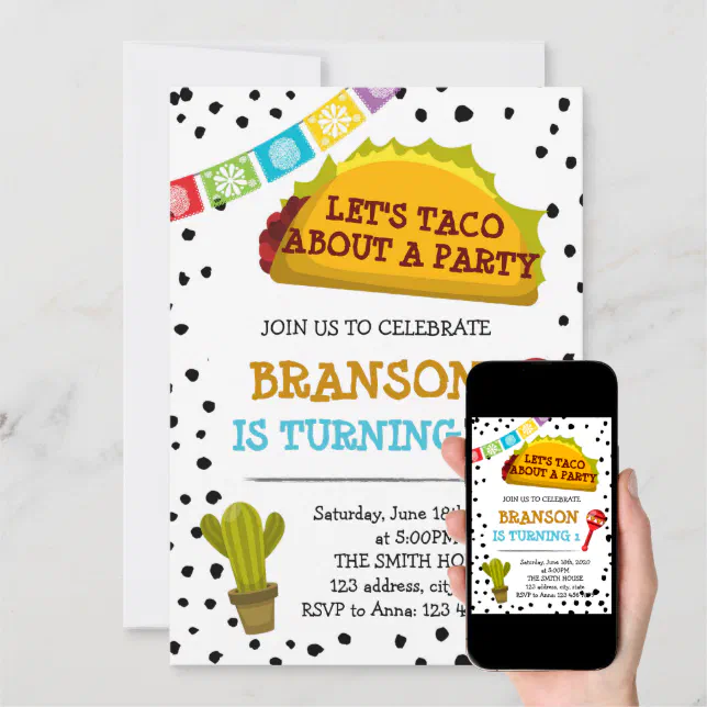 Taco birthday party invitation | Zazzle