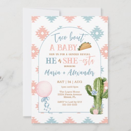 Taco Bout a Baby Taco Fiesta Gender Reveal Invitation | Zazzle