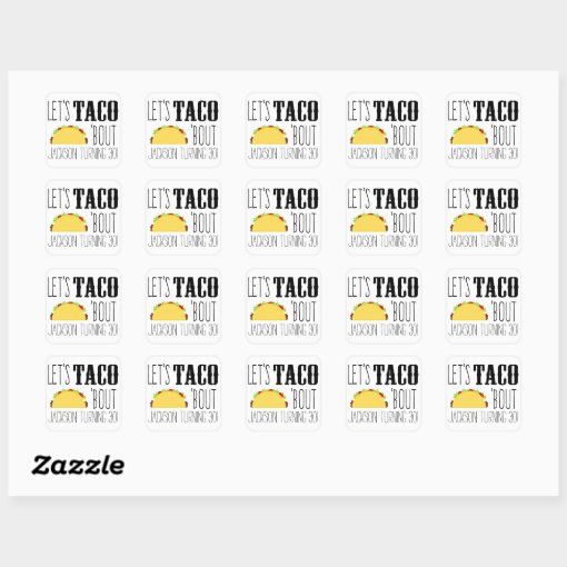 Taco 'Bout A Birthday Party Square Sticker | Zazzle