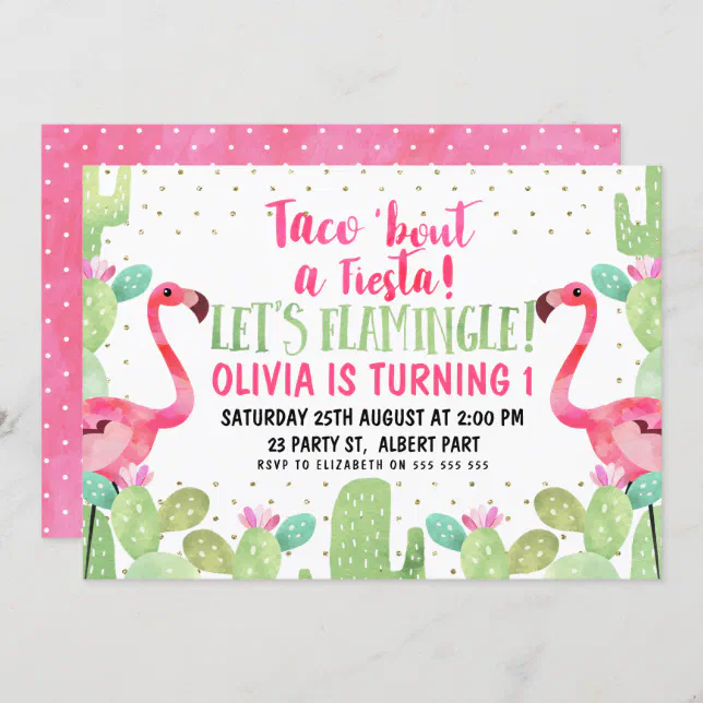 Taco 'bout A Fiesta Flamingos Birthday Invitation | Zazzle