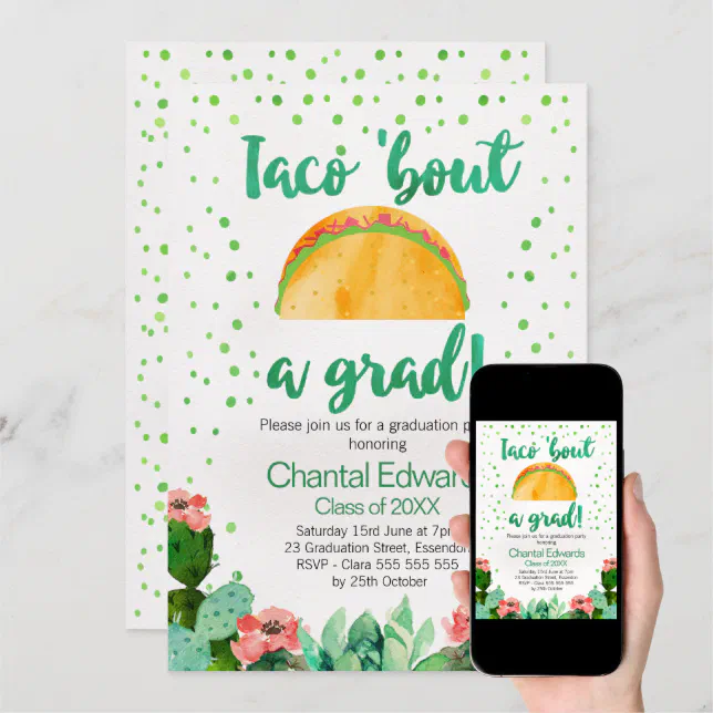 Taco 'Bout A Grad Party Invitation | Zazzle