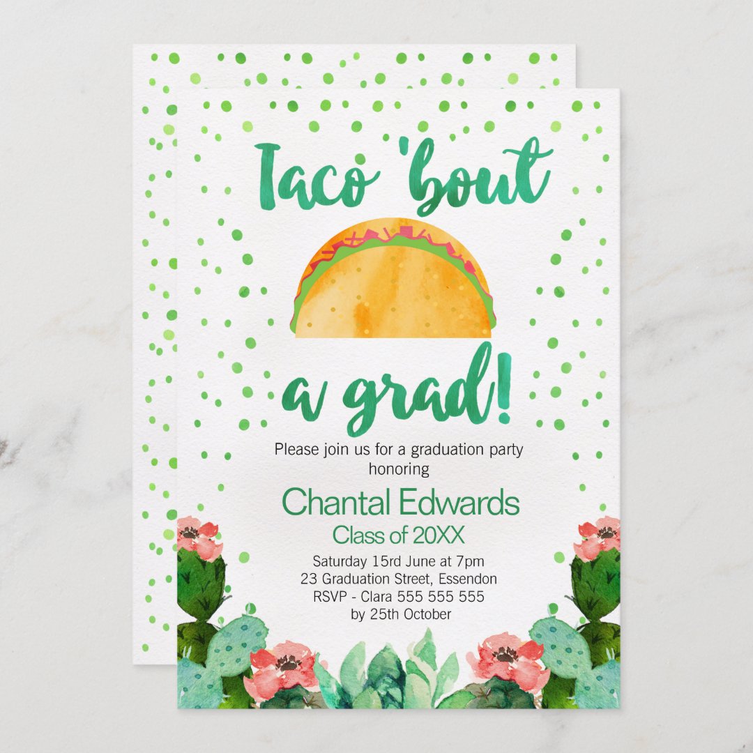 Taco 'Bout A Grad Party Invitation | Zazzle