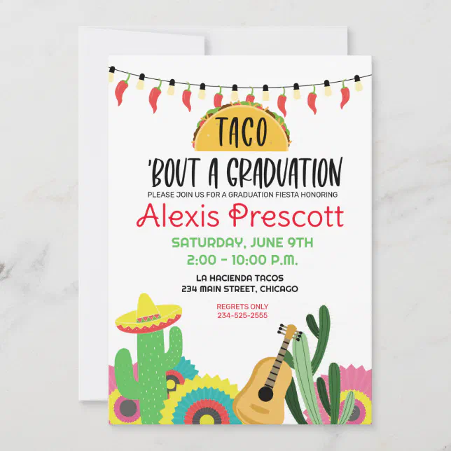 Taco Bout a Graduation Fiesta Mexican Party Invitation | Zazzle