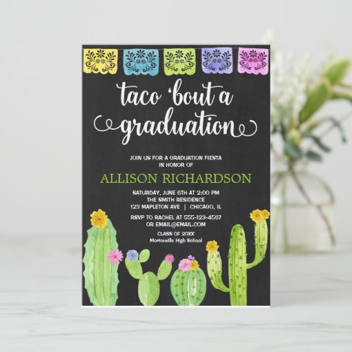 Taco bout a graduation party fiesta chalkboard invitation | Zazzle