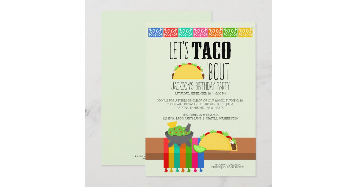 Taco 'Bout Birthday Party Invitation | Zazzle
