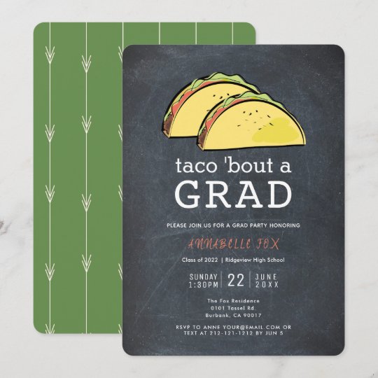 Taco Bout GRAD Chalkboard Graduation Party Invitation | Zazzle.com