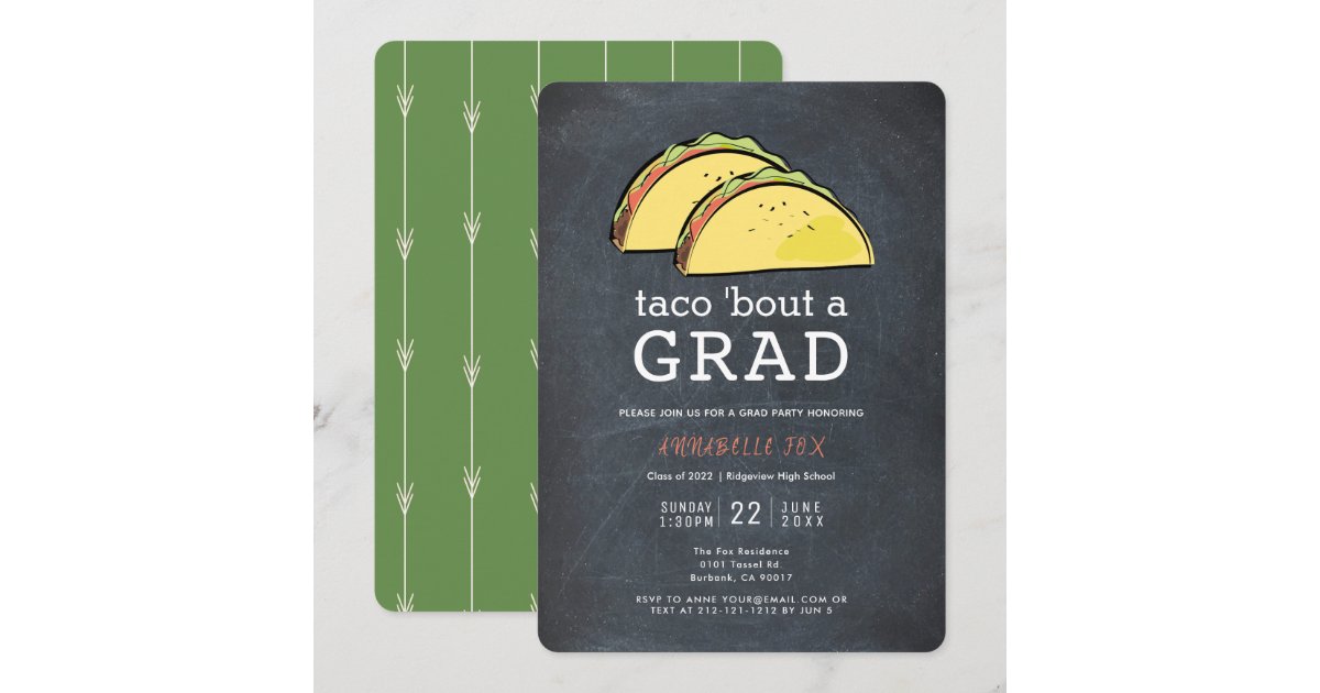 Taco Bout GRAD Chalkboard Graduation Party Invitation | Zazzle