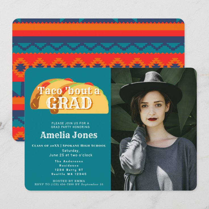 Taco Bout GRAD Graduation Party Photo Invitation | Zazzle