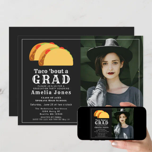 Taco Bout GRAD Graduation Party Photo Invitation | Zazzle
