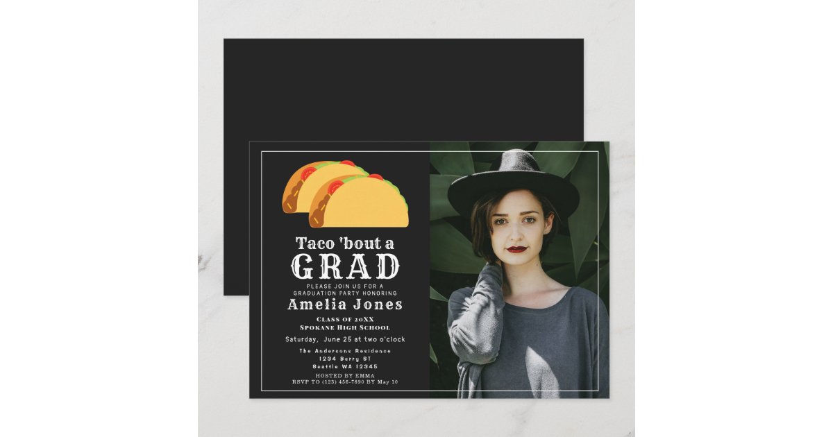 Taco Bout GRAD Graduation Party Photo Invitation | Zazzle