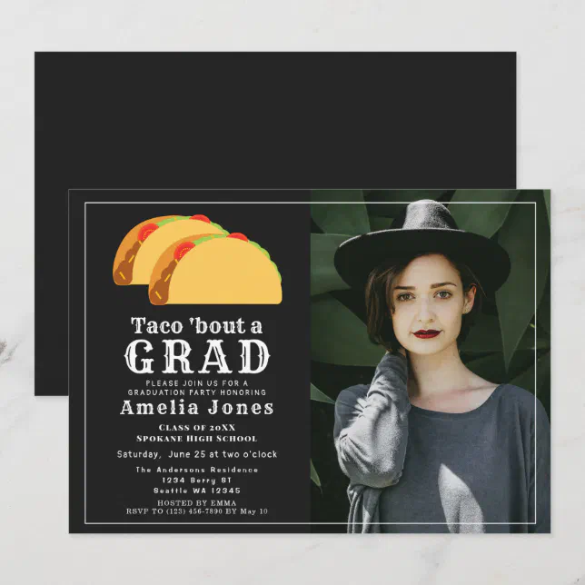 Taco Bout GRAD Graduation Party Photo Invitation | Zazzle
