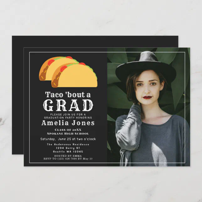 Taco Bout GRAD Graduation Party Photo Invitation | Zazzle