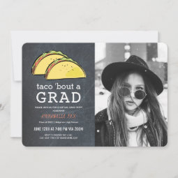 Taco Bout GRAD Photo Chkbd Red Virtual Graduation Invitation | Zazzle