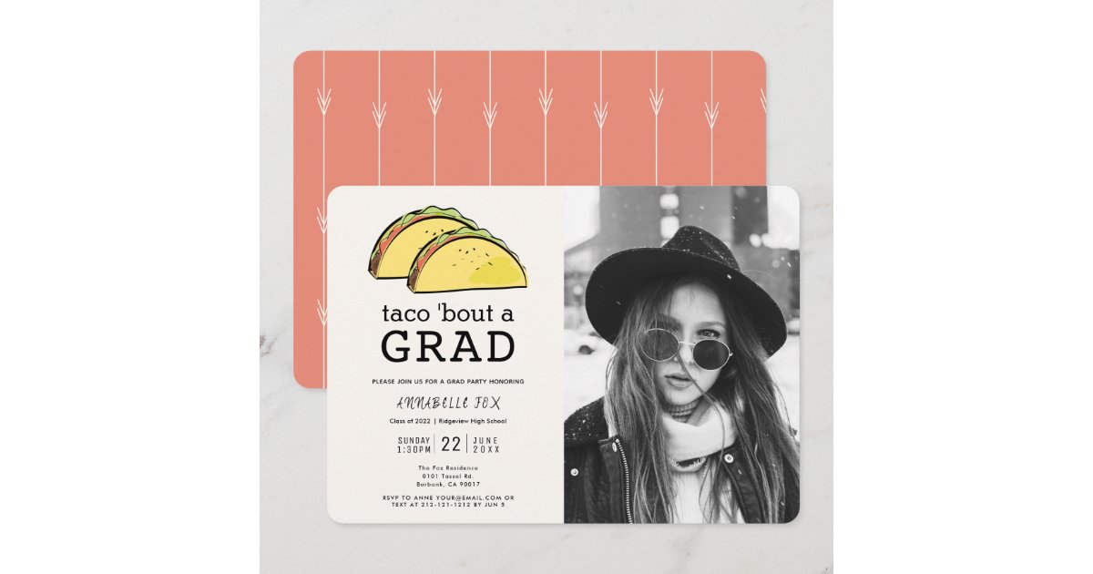 Taco Bout GRAD Photo Graduation Party Invitation | Zazzle