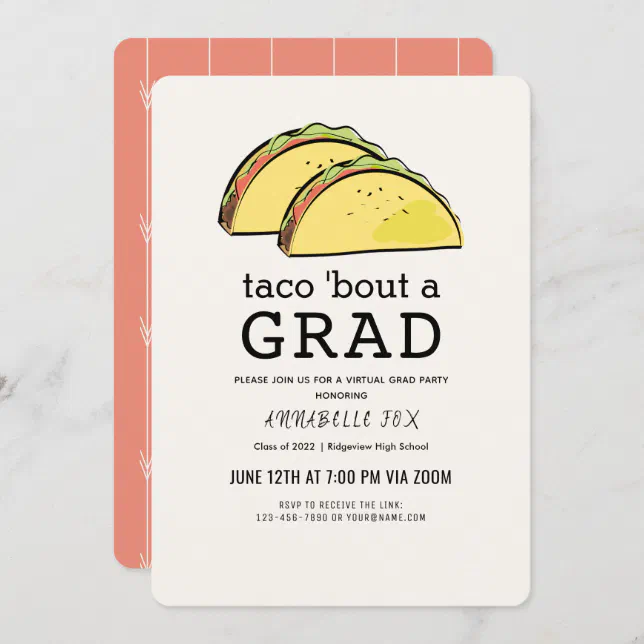Taco Bout GRAD Virtual Graduation Party Invitation | Zazzle