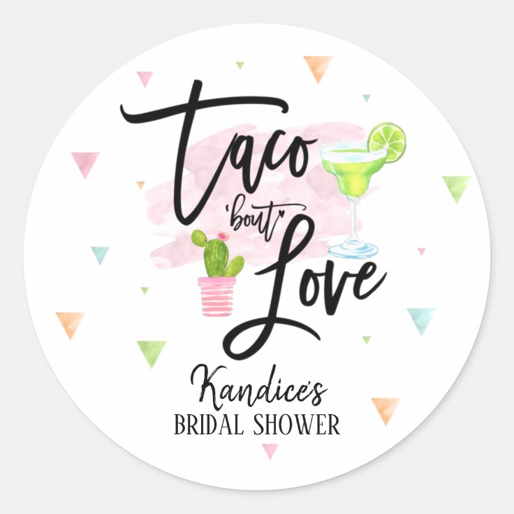 Taco Bout Love Bridal Shower Fiesta Classic Round Sticker | Zazzle
