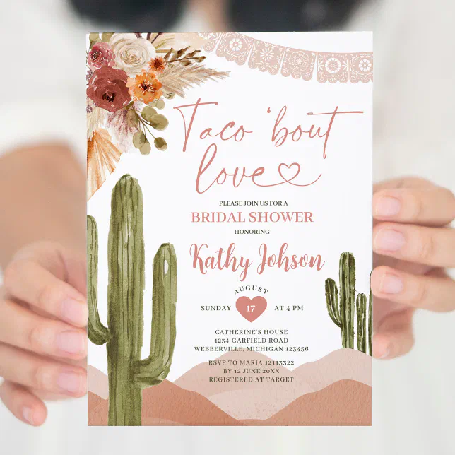 Taco bout love Bridal Shower southwestern cactus Invitation | Zazzle