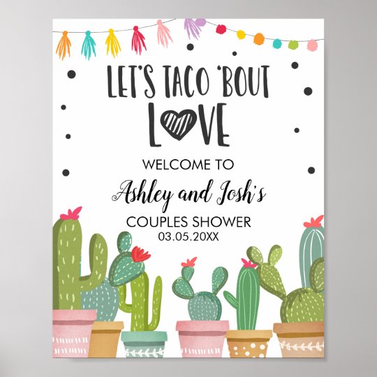 Taco Bout Love Couples Shower Cactus Welcome Sign | Zazzle