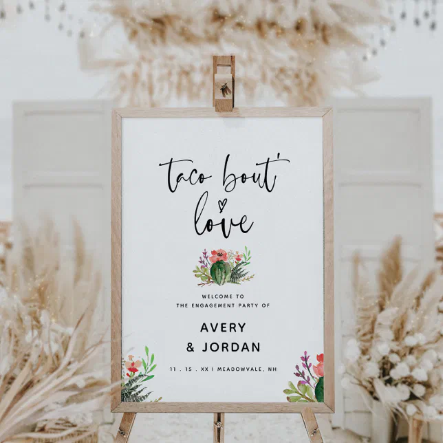 Taco Bout Love Watercolor Engagement Party Welcome Foam Board | Zazzle