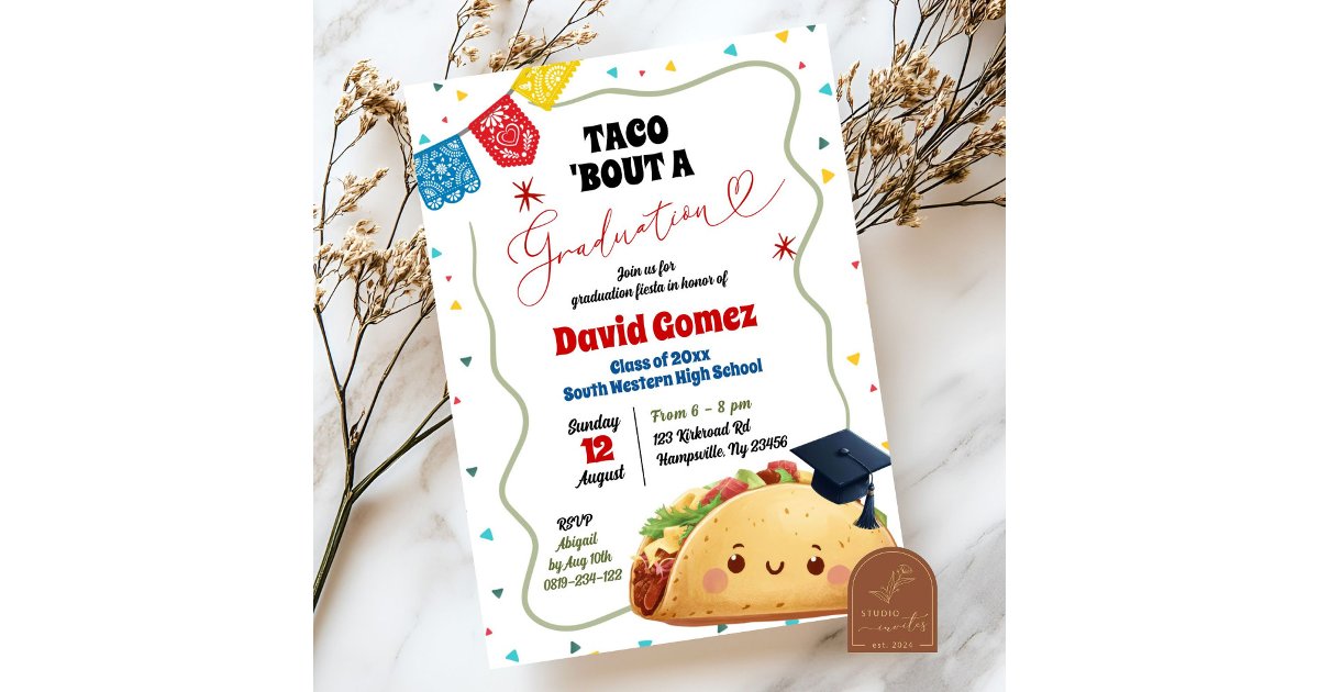Taco Bout Mexican Graduation Party Invitation | Zazzle