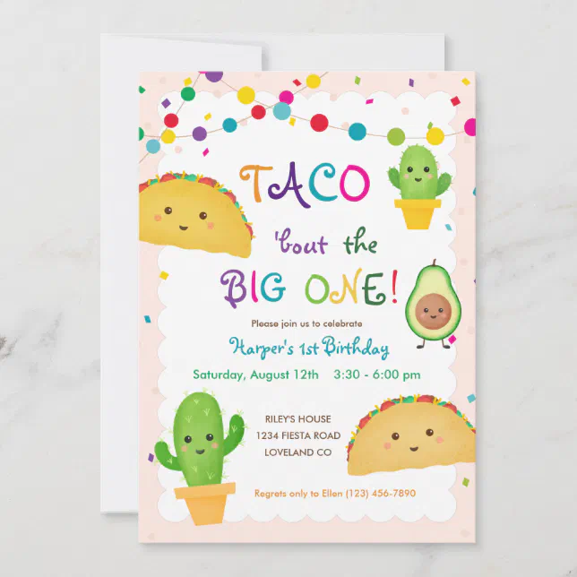 Taco bout the BIG ONE - fiesta theme 1st birthday Invitation | Zazzle
