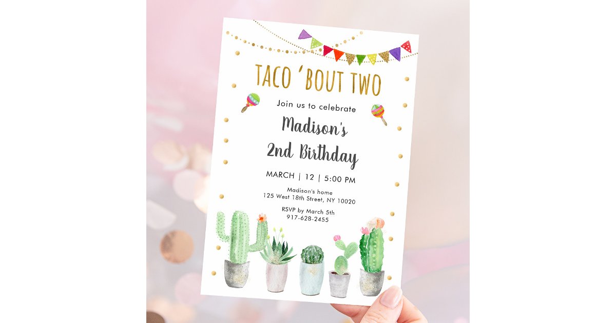 Taco 'Bout Two Fiesta 2nd Birthday Invitation | Zazzle
