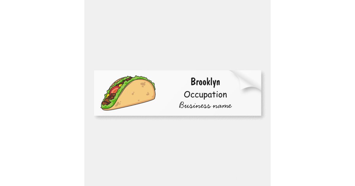 Taco cartoon illustration bumper sticker | Zazzle