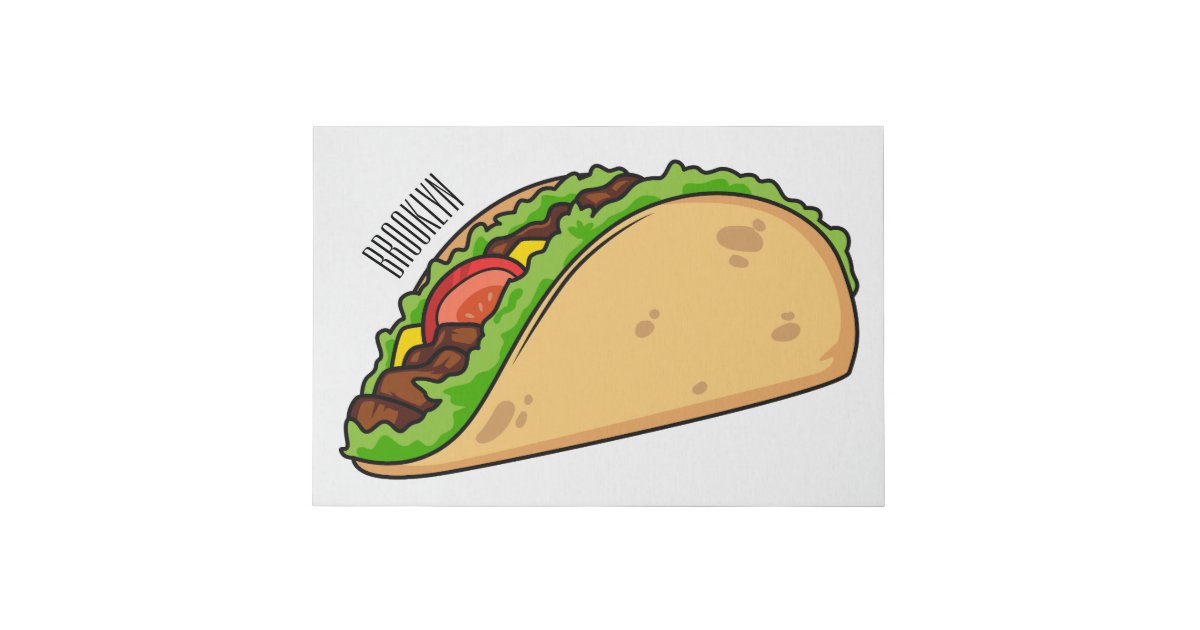 Taco cartoon illustration faux canvas print | Zazzle