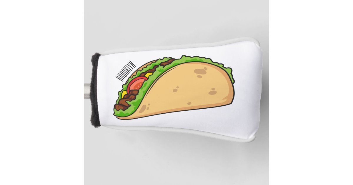 Taco cartoon illustration golf head cover | Zazzle