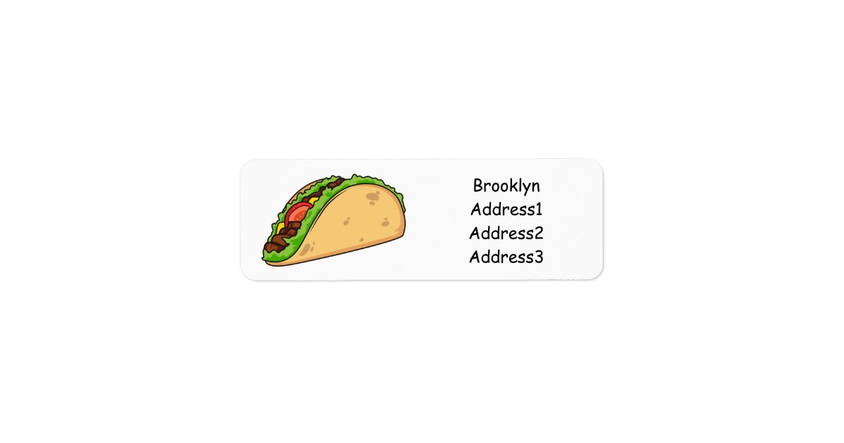 Taco cartoon illustration label | Zazzle