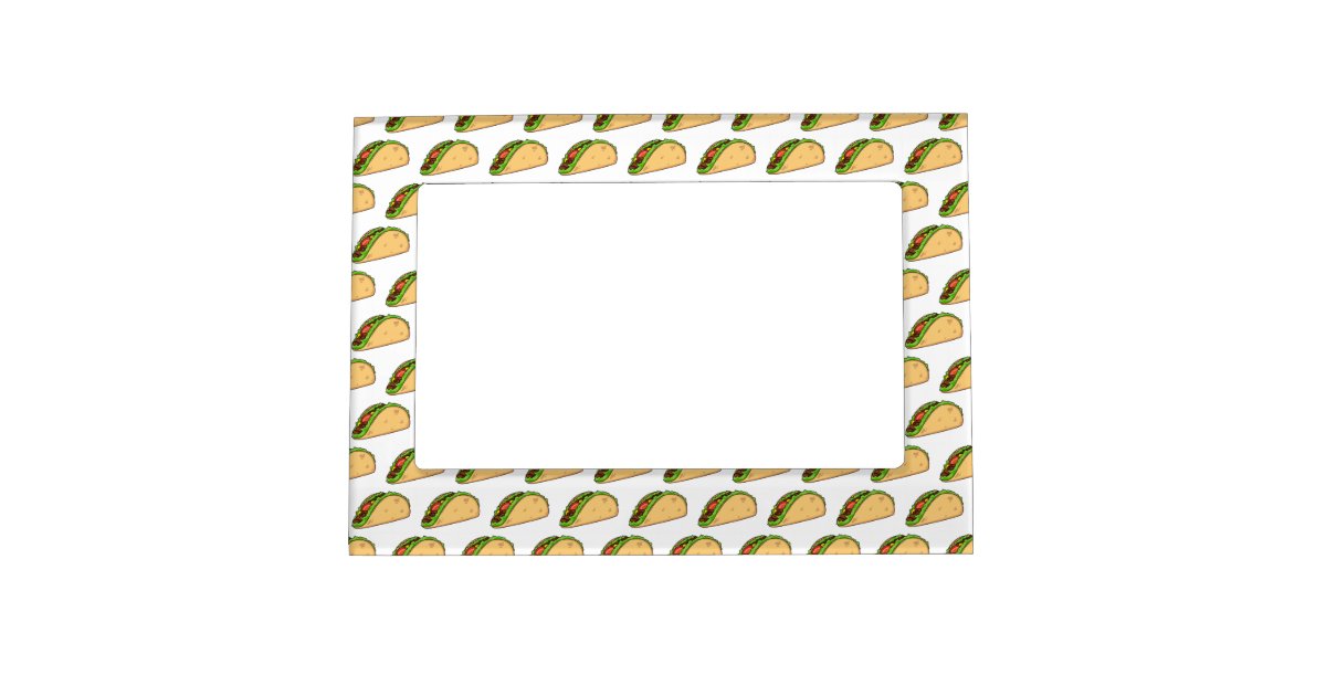 Taco cartoon illustration magnetic frame | Zazzle