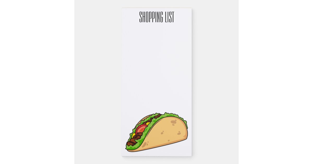 Taco cartoon illustration magnetic notepad | Zazzle