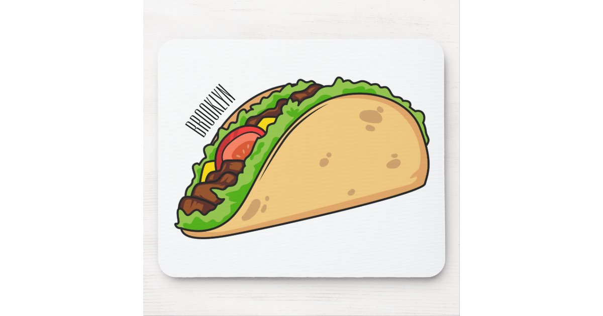 Taco cartoon illustration mouse pad | Zazzle
