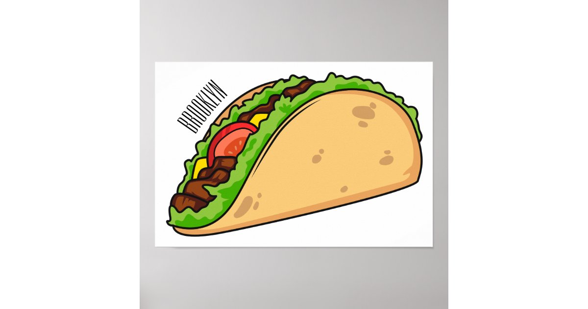 Taco cartoon illustration poster | Zazzle